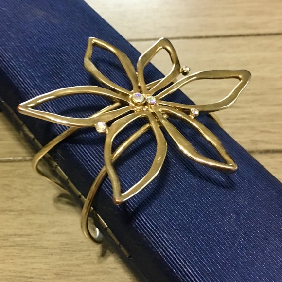 Jewelry | Lotus Rhinestone Cuff Bracelet | Poshmark